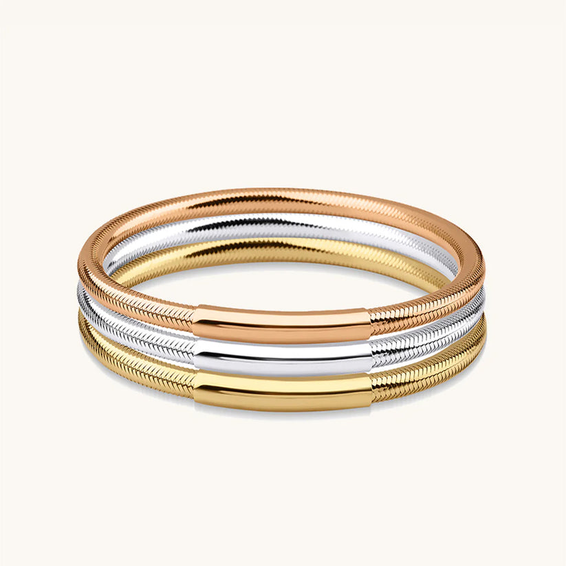 3-Piece Thick Plate Flex Gold Bracelet – Jess